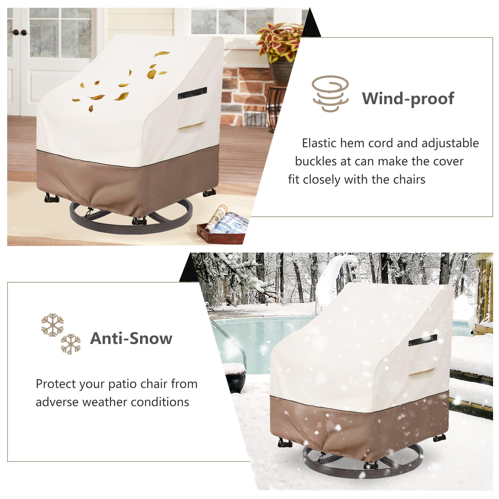 SoloToo Patio Chair Covers 2 Pack,Outdoor Furniture Covers Waterproof,33W x 35D x 36H inches Outdoor Chair Cover Used for Garden,Lawn and Backyard (Beige)