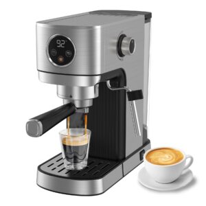 vegeta espresso machine, 20 bar coffee espresso machine, 1350w espresso machine with milk frother, small espresso machine for cappuccino, latte, stainless steel