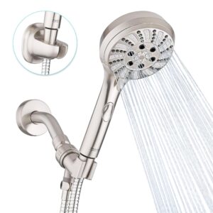 amazing force shower head with handheld, 6 settings showerhead high pressure powerful water spray shower head set with 70 inch stainless steel hose and bracket