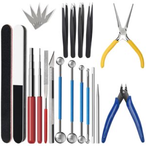 23 pieces metal puzzle tool kit, ahier metal model tool kit including plier bending assist tools file flat tweezers wire wrapping rod, 3d metal earth tool kit model building tools