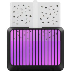 effective led gnats traps indoor for home, mosquito traps indoor for fruit flies, pests, moths, flying insect trap indoor for stop mosquito bites, black [fly trap+6 glue card]