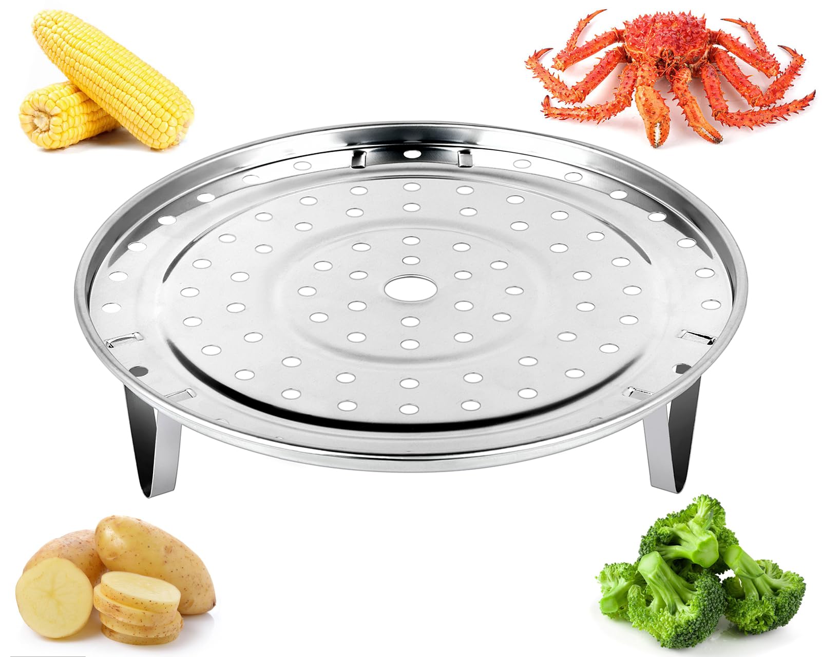 DS. DISTINCTIVE STYLE Steamer Rack 8.5 Inch Stainless Steel Steaming Rack Steam Tray with Removable Legs for Steamer Cookware Instant Pressure Cooker Multi-functional Steamer Basket