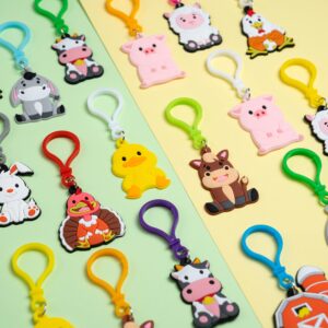 DMIGHT Farm Animals Birthday Party Favors Set 82 PCS Barnyard Animal Masks Sticker Keychains Straw Slap wristbands Rubber Pigs Gift for Kids Birthday Party Baby Shower Goodie Bag Filles Supplies