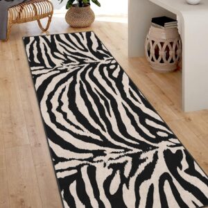 Bribay Runner Rug, Washable and Non-Slip 2'x6' Zebra African Tiger Brown Blue Orange Hallway Kitchen Area Rug, Indoor Entryway Door Mat, Floor Mat Carpet for Bedroom, Bathroom, Laundry, Living Room