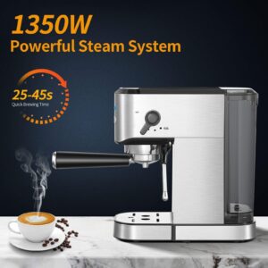 ILAVIE Espresso Machine with 1000ML Removable Water Tank for Cappuccino, Latte