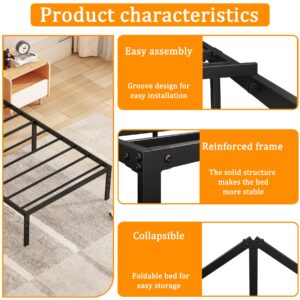 Kinshionroyal 18 Inch Twin Bed Frame Heavy Duty Metal Frames No Box Spring Needed, Metal Platform Bed Frames with Storage Space Under Frame, Easy Assembly, Noise Free, Black