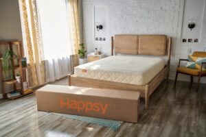 happsy organic twin mattress - 10 inch plush mattress with encased coils - mattress in box for pressure relief & comfortable sleep - naturally cooling & breathable latex mattress