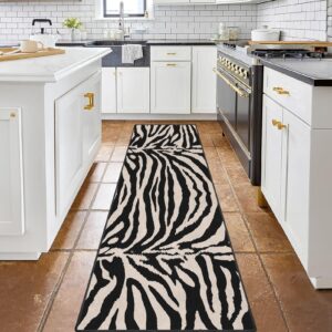 bribay runner rug, washable and non-slip 2'x6' zebra african tiger brown blue orange hallway kitchen area rug, indoor entryway door mat, floor mat carpet for bedroom, bathroom, laundry, living room