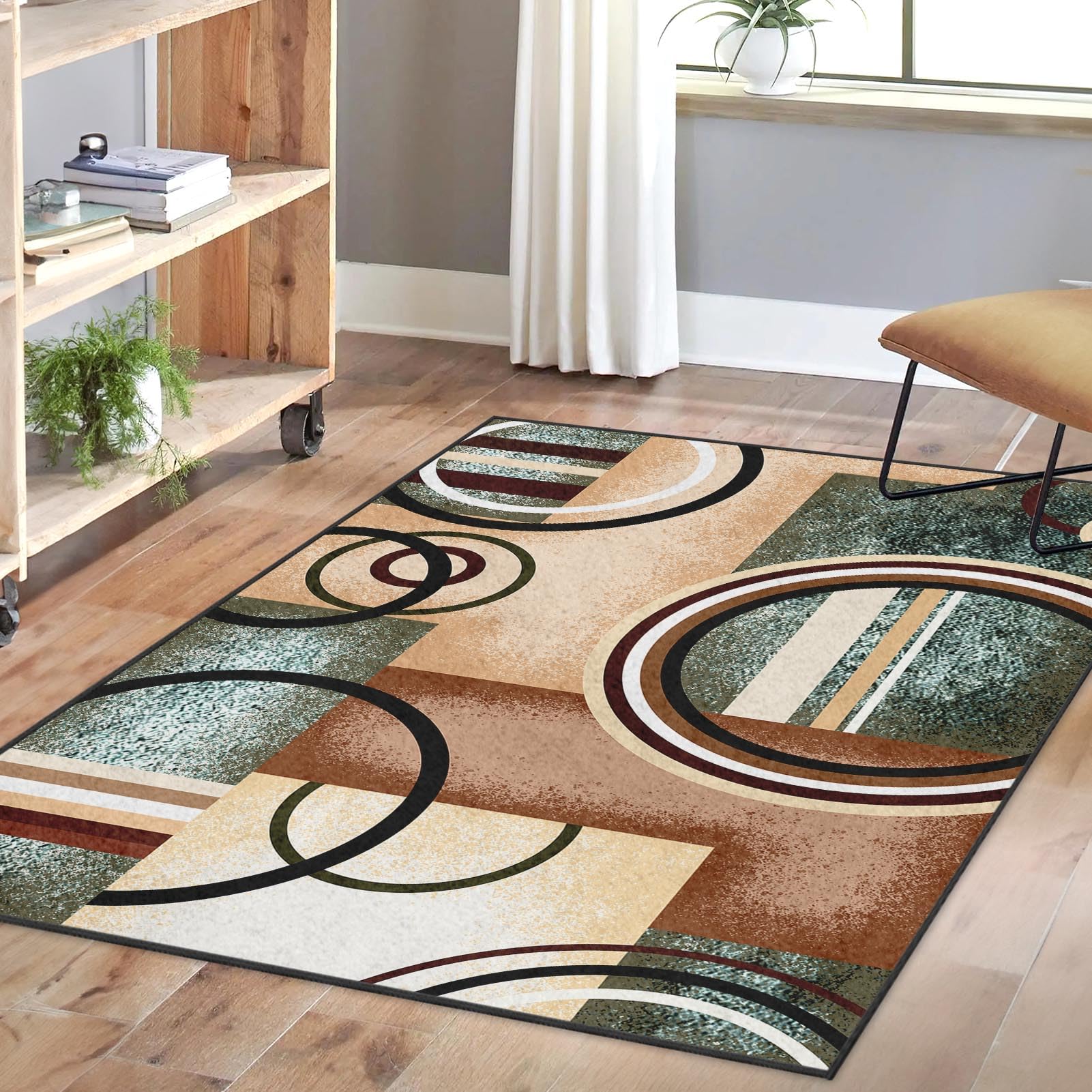 Bribay Area Rug, Washable and Non-Slip 3'x5' Abstract Modern Geometric Living Room Rug, Indoor Entryway Door Mat, Floor Mat Carpet for Bedroom, Kitchen Laundry, Bathroom