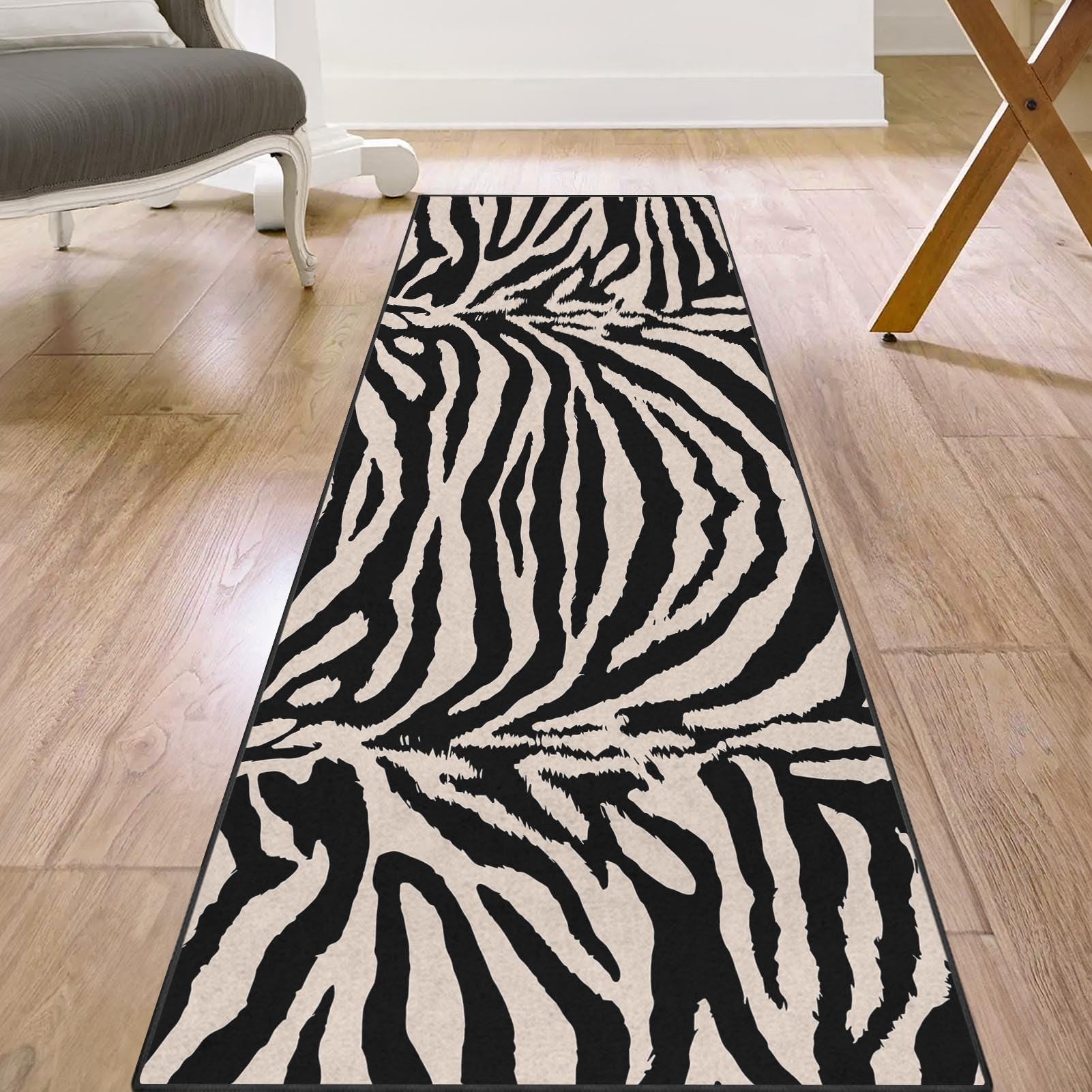 Bribay Runner Rug, Washable and Non-Slip 2'x6' Zebra African Tiger Brown Blue Orange Hallway Kitchen Area Rug, Indoor Entryway Door Mat, Floor Mat Carpet for Bedroom, Bathroom, Laundry, Living Room