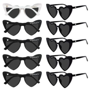 groombridegifts bridesmaid gifts heart shaped sunglasses - set of 10 pcs bachelorette party favors decorations accessories for women