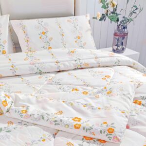 sdy 3pcs floral comforter set queen, pink flower comforter queen bed in a bag set, floral bedding lavender aesthetic comforter set, preppy boho spring comforter set for kids, toddler, girls, boys