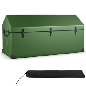 goplus outdoor storage box, 174 gallon all weather outside storage container w/convenient handles & breathable mesh vent, large waterproof tarpaulin deck box for poolside, garden, yard, camping, green