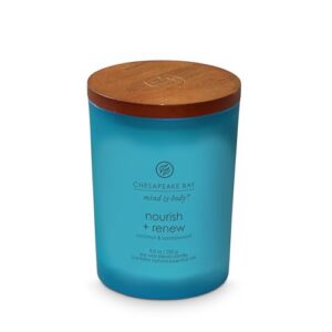 chesapeake bay candle mind & body medium jar candle, nourish + renew (coconut & sandalwood)