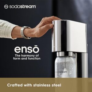 SodaStream Enso Sparkling Water Maker Bundle, 60L CO2 Canister, BPA Free Carbonating Bottle