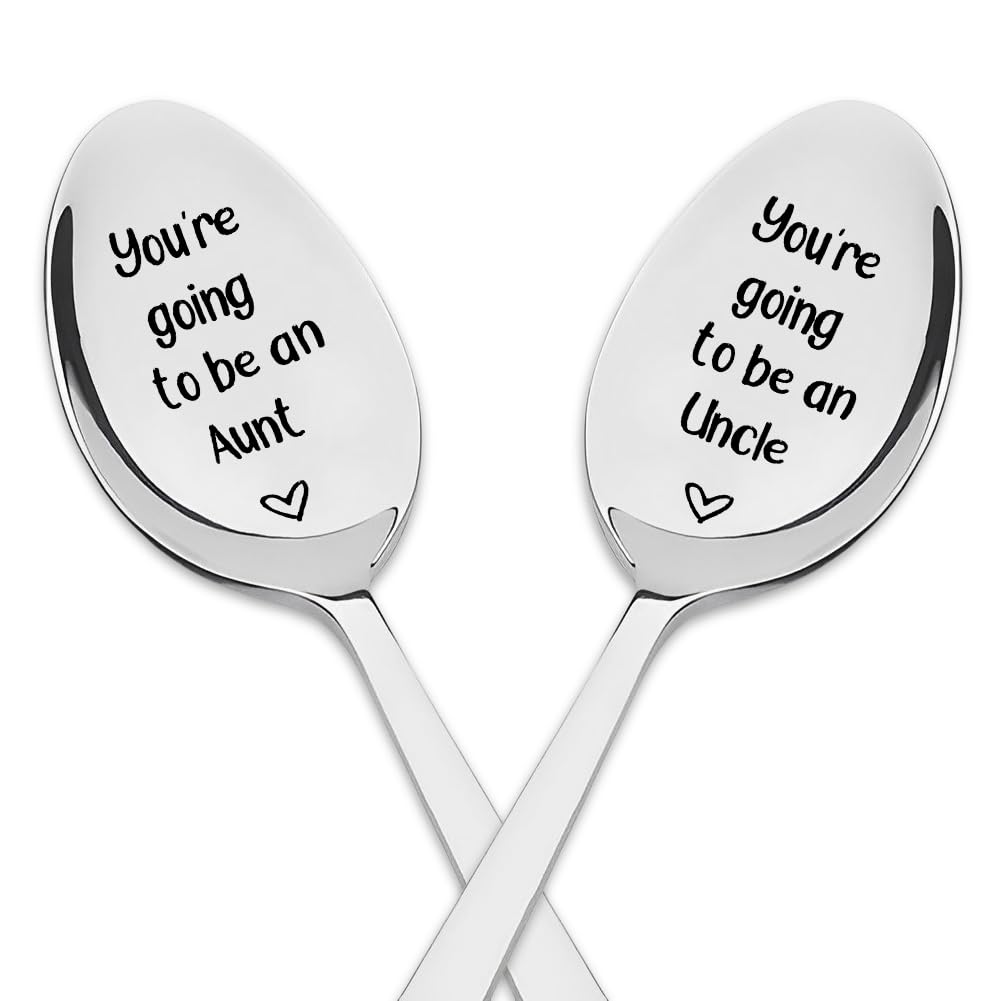 Aunt and Uncle Baby Announcement Gifts Spoon for Coffee Tea Lovers Gifts for Men Women Pregnancy Reveal Gifts for Aunt and Uncle Spoon Set You are Going to Be an Uncle Aunt Coffee Ice Cream Spoons