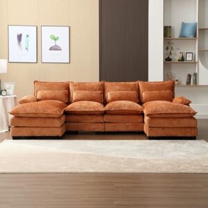 oversized modular sectional sofa with chaise lounge, 110.63" chenille upholstered cloud couches for living room, u shaped large overstuffed sofa&couches with thicked cushion for apartment office