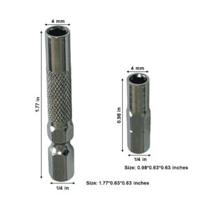 1/4 to 4mm Bit Adapter,2 Pieces 1/4 to 4mm Hex Adapter Magnetic and 2 Pieces 1/4 to 4mm Drill Extension Bit Holder for Micro Bits (4 Pack)