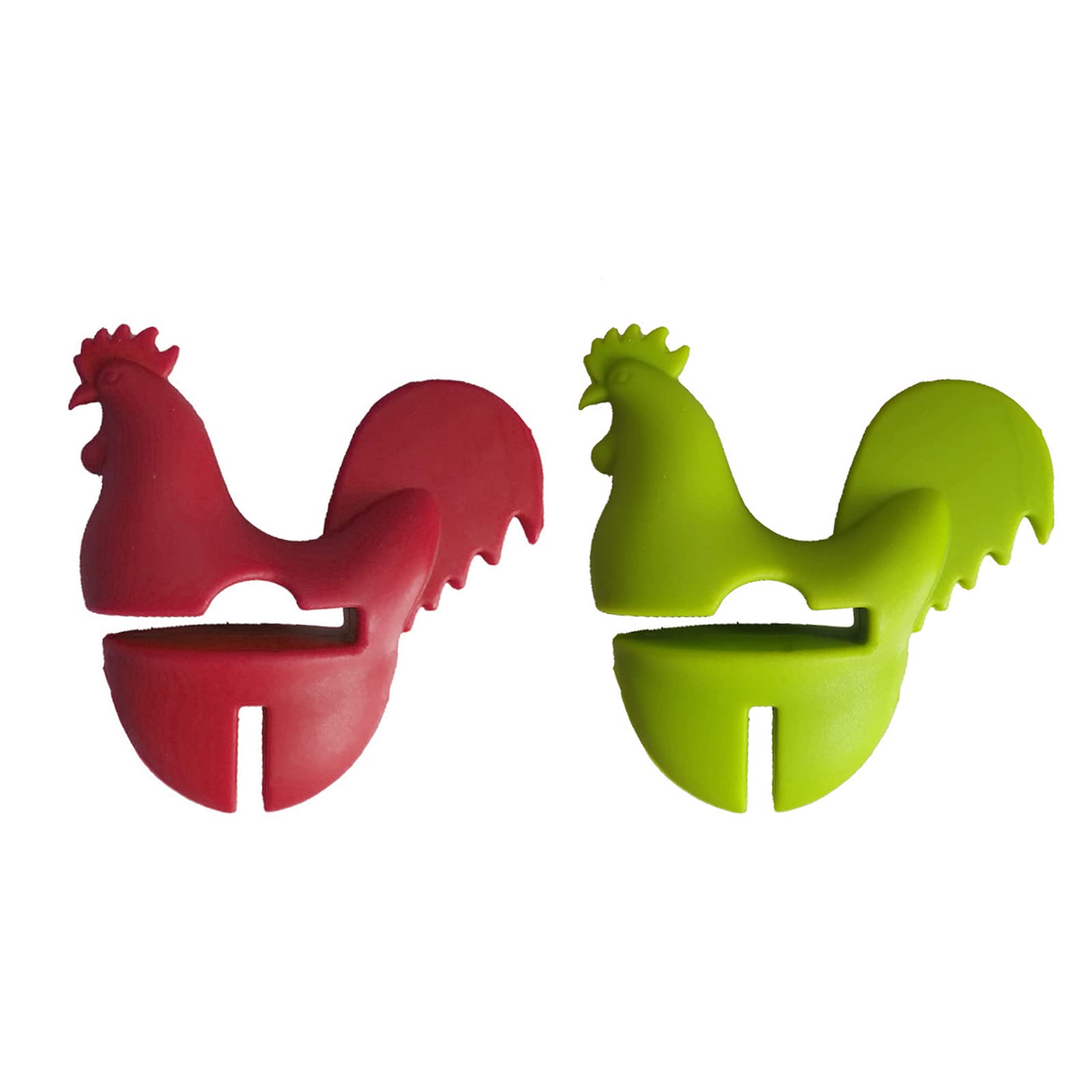 Aurgiarme Cartoon Silicone Side-Clip Chicken Portable Pot-Clips for Kitchen Anti-scalding Support Rack Spoon Holder Rooster-Spoon Holder for Kitchen