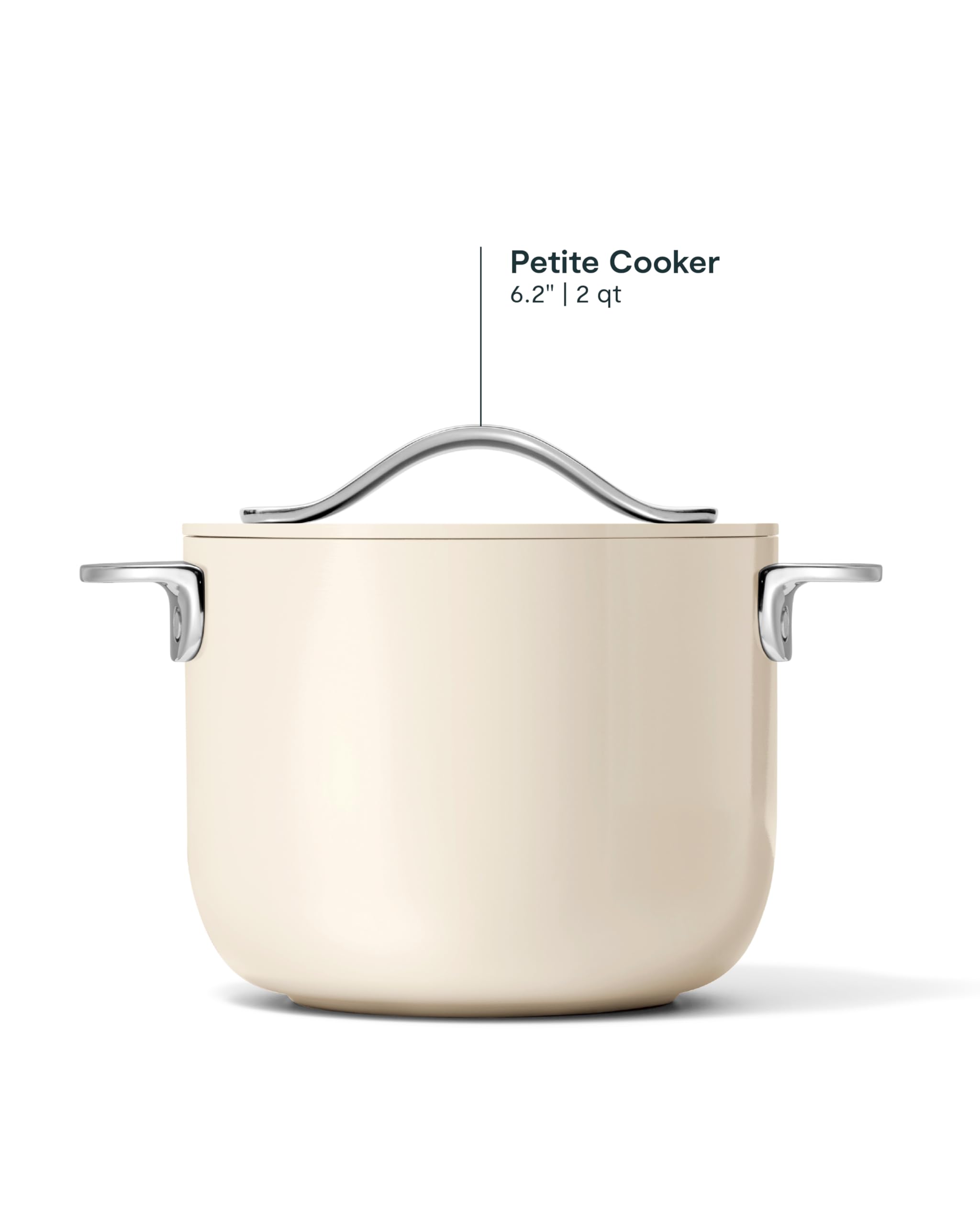 Caraway Petite Cooker - 2 Qt Ceramic Coated Pot - Free From Forever Chemicals - Perfect for Rice, Grains, or Sauces - Cream