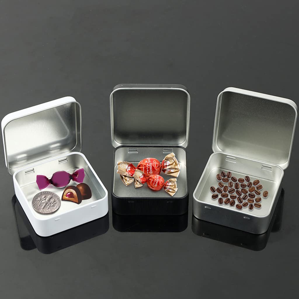 BEIDUOYANG Cute Tiny Storage Cases Sealed Design Metal Tin Practical Box Containers For Jewelry Candy Headrope Condom Sundries Metal Tin With Lids For Home Dorm, White