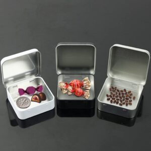 BEIDUOYANG Cute Tiny Storage Cases Sealed Design Metal Tin Practical Box Containers For Jewelry Candy Headrope Condom Sundries Metal Tin With Lids For Home Dorm, silver