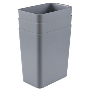 gloreen 16 liter plastic rectangle trash bins, 3 pack garbage cans for home, office, dormitory, grey