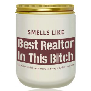 wehnniee funny realtor gifts for agent women, best realtor candle, closing gifts for realtors, real estate agent supplies - 7 oz lavender scented candle, thank you gifts for realtor, broker