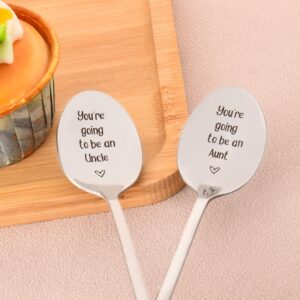 Aunt and Uncle Baby Announcement Gifts Spoon for Coffee Tea Lovers Gifts for Men Women Pregnancy Reveal Gifts for Aunt and Uncle Spoon Set You are Going to Be an Uncle Aunt Coffee Ice Cream Spoons