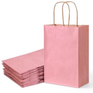 johouse 32pcs pink paper bags with handle, party favor bags gift bags with handles for proposal girl birthday goodie bags 5.5" x 2.8" x 7.9"