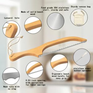 ALIOLIOGEN Bread Bow Knife, Bread Knife, Bread Saw, Sourdough Knife Slicer, Stainless Steel Serrated Sourdough Bread cutter for slicing bread