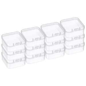 patikil 1.8x1.8x1 inch clear storage box with hinged lid, 12pack plastic stackable rectangle organizer container for bead jewelry small item art craft project