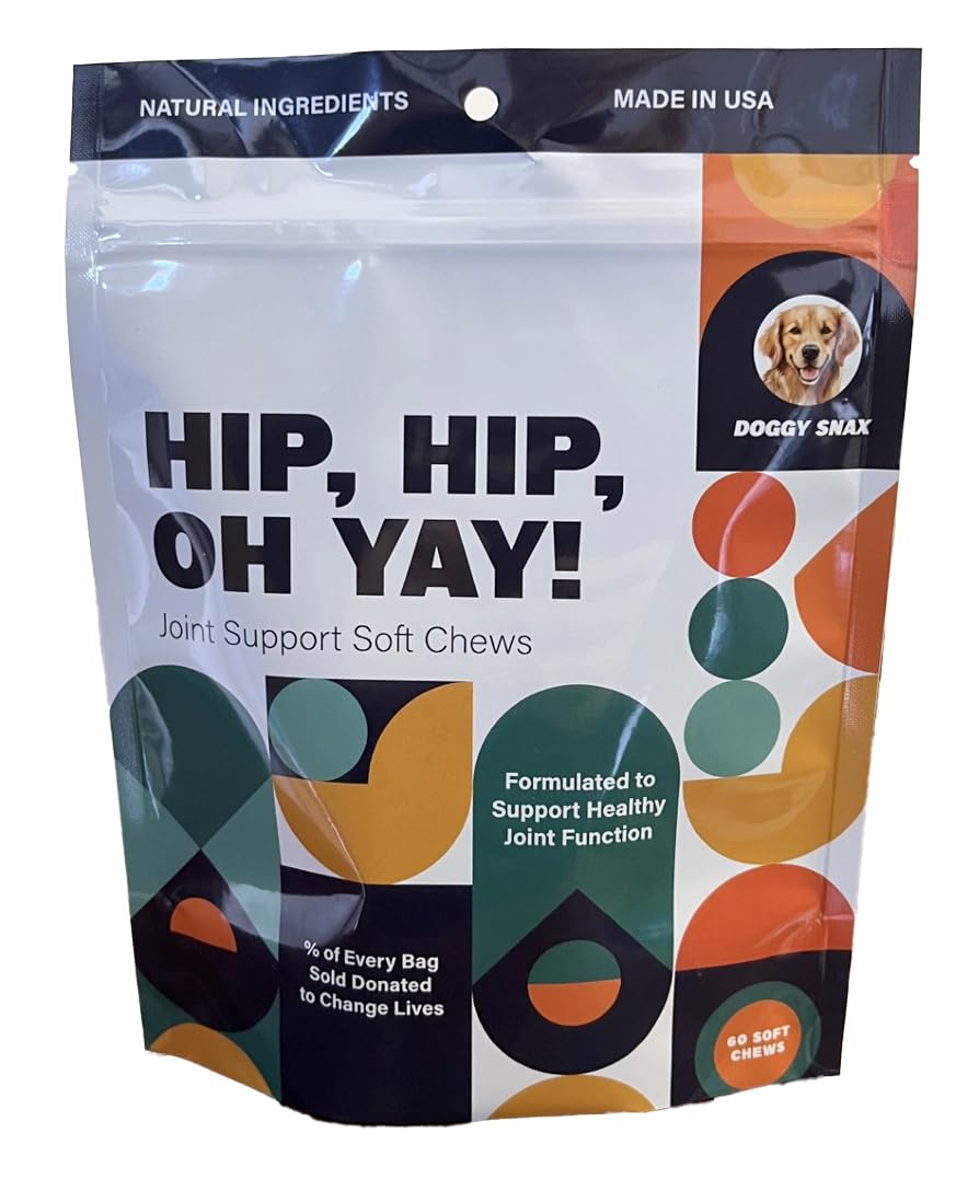 Doggy Snax Hip Hip Oh Yay! Canine Hip & Joint Supplement Soft chew with Glucosamine, Chondroitin, Green Lipped Mussel, MSM, Hyaluronic Acid, Boswellia and so Much More!