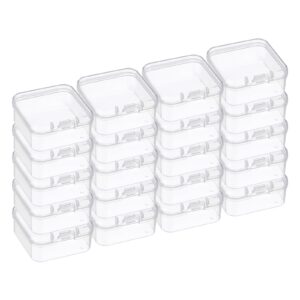 patikil 1.8x1.8x1 inch clear storage box with hinged lid, 20pack plastic stackable rectangle organizer container for bead jewelry small item art craft project