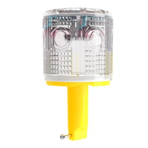 qxmh solar strobe warning light: flashing super bright 360 degree, automatically turn on&off, traffic light emergency strobe lightfor construction, dock, marine,crane tower, factory (white)