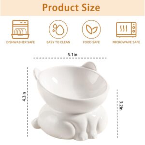 Elevated Cat Bowls, 15° Tilted Raised Cat Food Bowl Anti-Vomiting,Whisker Friendly, Cat Dishes for Protecting Spine (White)