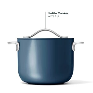 Caraway Petite Cooker - 2 Qt Ceramic Coated Pot - Free From Forever Chemicals - Perfect for Rice, Grains, or Sauces - Navy