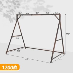 VINGLI 7 FT Rattan Porch Swing Stand, Patio Swing Frame Support 1200 LBS for Outdoors, Yard, Garden, Brown