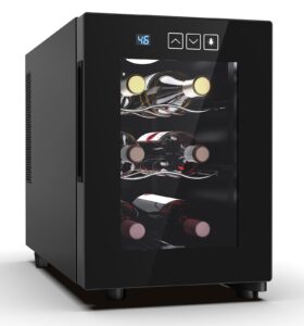 xutumm wine cooler refrigerator 6 bottles, small wine fridge with digital temperature control 46-66℉, countertop wine cooler for wine enthusiasts