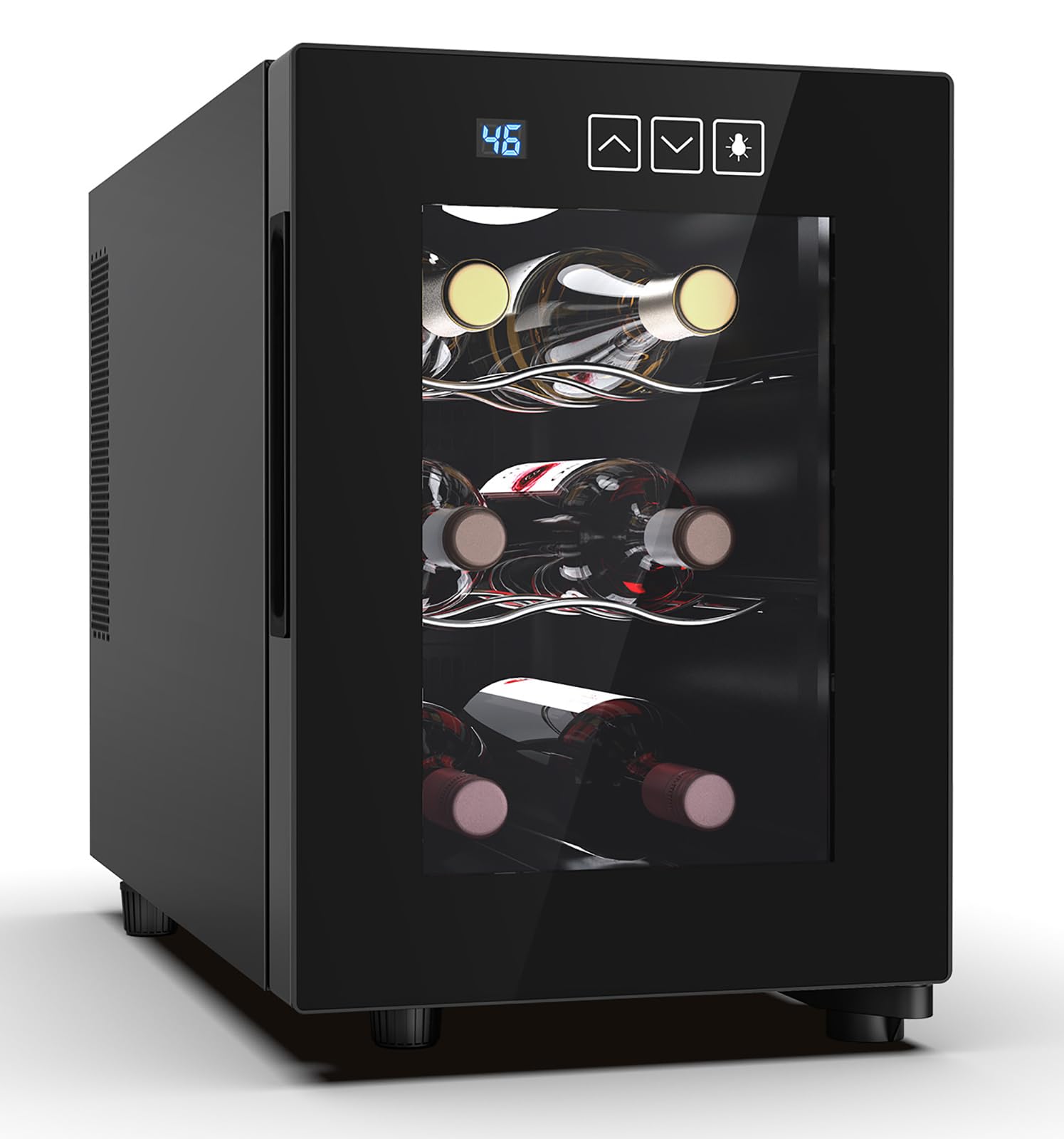 Xutumm Wine Cooler Refrigerator 6 Bottles, Small Wine Fridge with Digital Temperature Control 46-66℉, Countertop Wine Cooler for Wine Enthusiasts