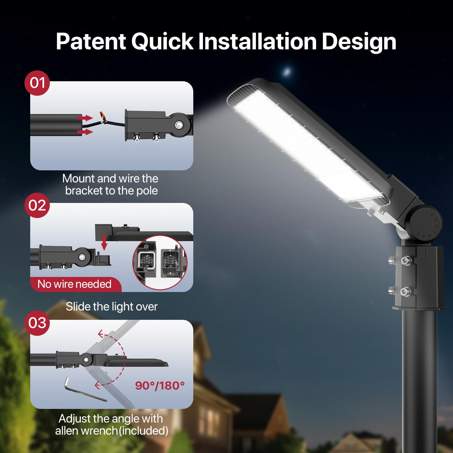 2Pack 200W LED Parking Lot Lighting 30000LM 5000K LED Pole Lights Outdoor with Dusk to Dawn, LED Parking Lot Lights Outdoor Pole Mount-𝟳𝗬𝗿𝘀 𝗪𝗮𝗿𝗿𝗮𝗻𝘁𝘆 (Coverage: 55~75Ft at Height:25~35Ft)