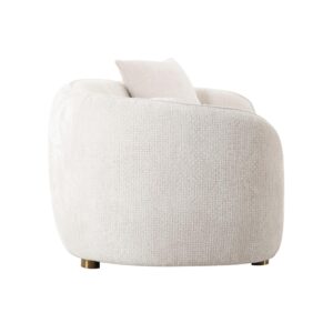 Pasargad Home Zarina Upholstered Modern Sofa with 2 Pillows Included, 94.5" W, Ivory