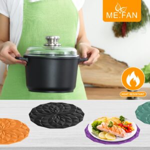 ME.FAN Silicone Trivet Mats - 4 Pack Pot Holders - 7.4'' Thickened Hot Pads for Hot pots, Pans and Dishes, Heat Resistant Silicone Trivet for Table and Counter Top Desert Sage