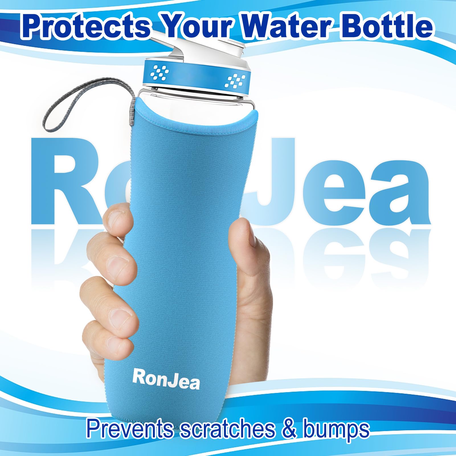 RonJea 2Pcs Sleeve for 22oz Cirkul Water Bottle, Neoprene Sleeve to Keep Your Water Cold & Protect Your Bottle, Compatible with 22oz Plastic & Stainless Steel Cirkul Water Bottles (Blue)