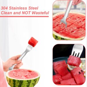 2-in-1 Stainless Steel Fruit Cutter, 2024 New Watermelon Slicer Cutter Summer Watermelon Fruit Cutting Fork, Stainless Steel Fruit Forks Slicer Knife for Home Kitchen Gadget (1)