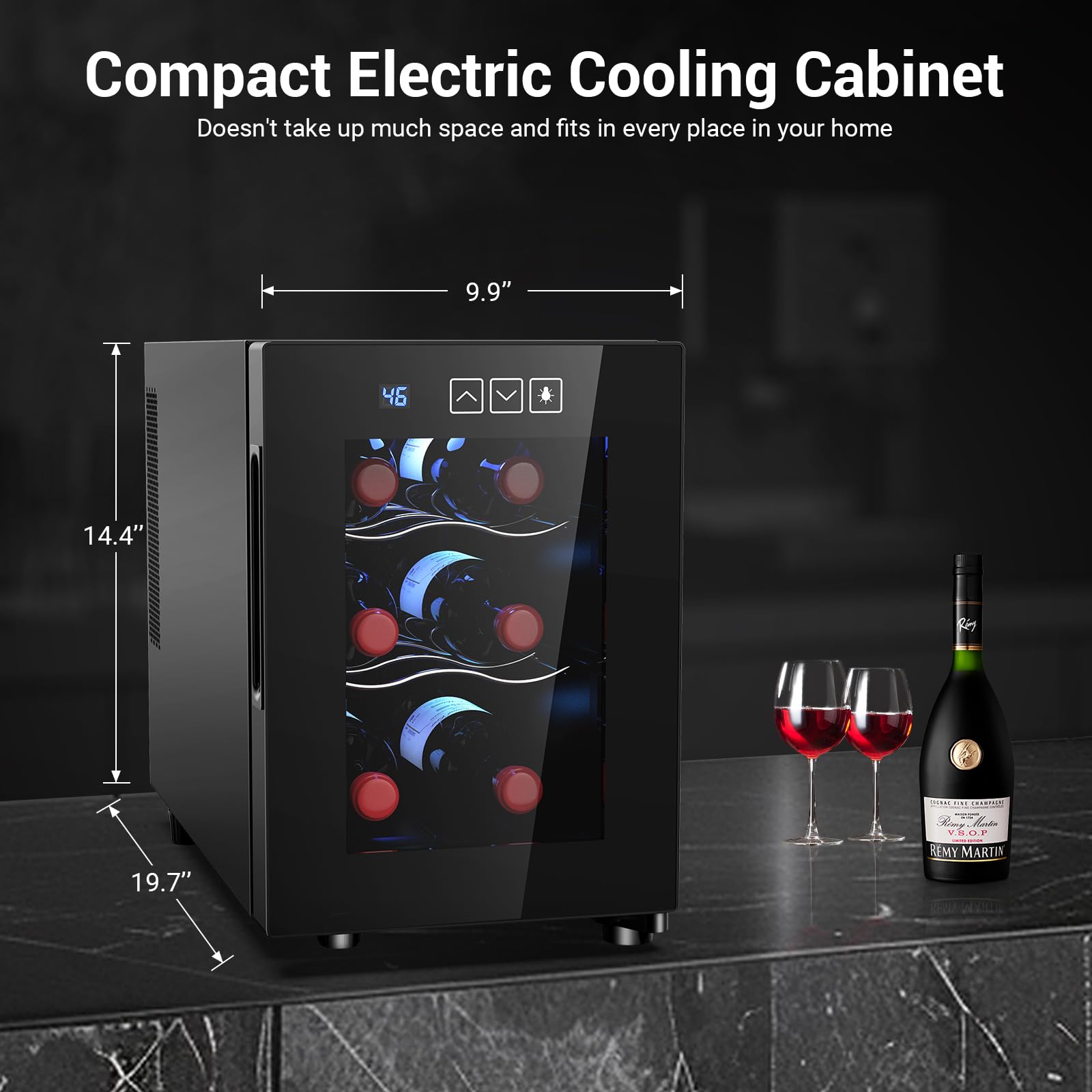 Xutumm Wine Cooler Refrigerator 6 Bottles, Small Wine Fridge with Digital Temperature Control 46-66℉, Countertop Wine Cooler for Wine Enthusiasts