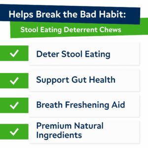 STRELLALAB No Poo Chews for Dogs - Coprophagia Stool Eating Deterrent - No Poop Eating for Dogs - Digestive Enzymes - Gut Health & Immune Support - Stop Eating Poop - Chicken Liver Flavor 120Chews