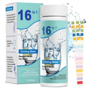 drinking water test kit strips: drinking water test kit - home water testing kits for well tap - well water testing strips 16 in 1 and 100 strips for lead hardness ph iron copper chlorine and more