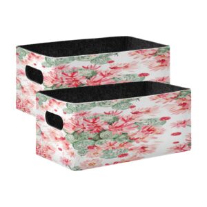 yettasbin cactus felt storage baskets with handle, collapsible open storage bin drawers storage box for shelf closet office bedroom nursery home, 2 pack, g352537900p737c780s1706