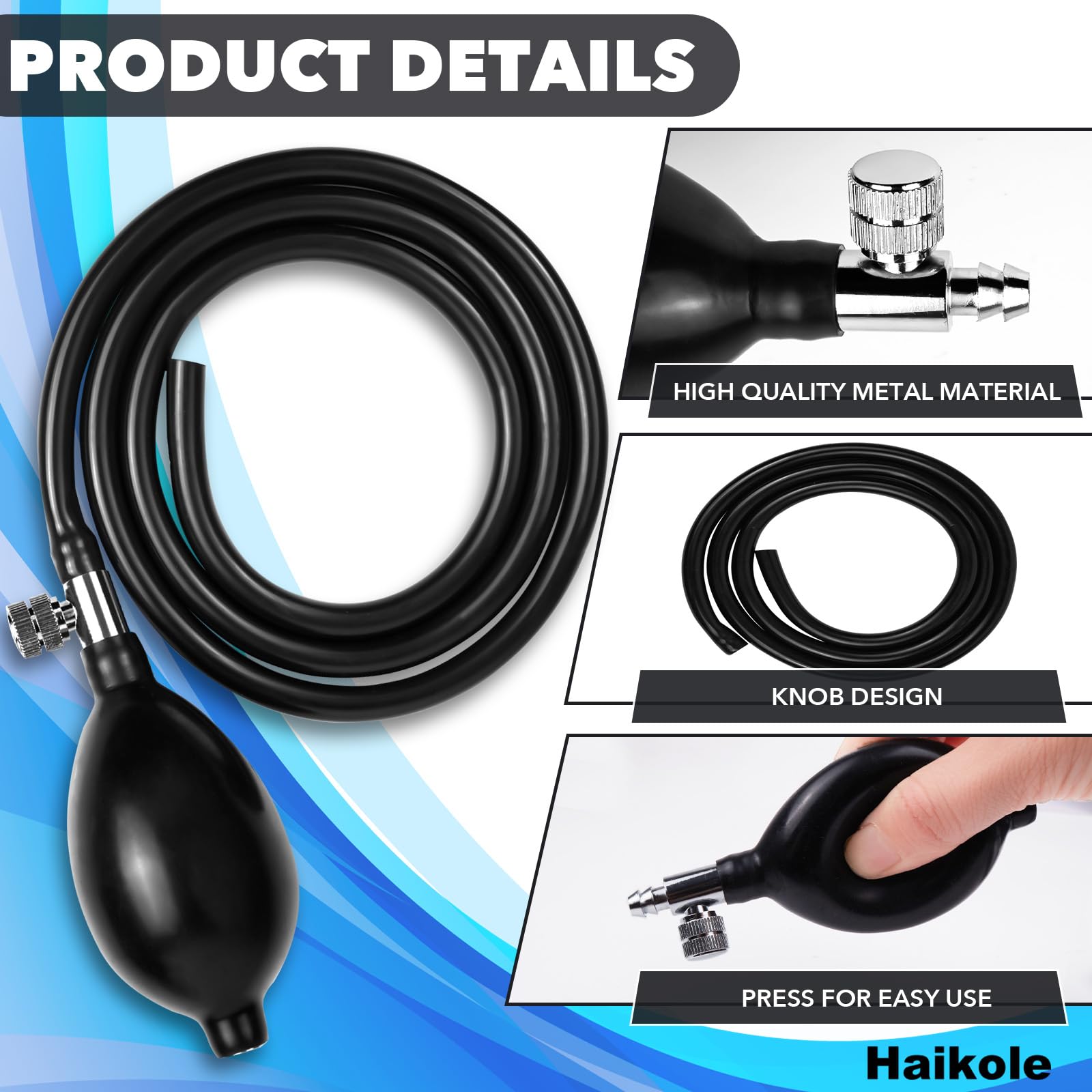 Haikole Replacement Blood Pressure Bulb with Tubing Air Valve,Blood Pressure Bulb Pump Replacement Rubber Inflation Bulb,Works with BP Cuff and Cervical Inflatable Devices (A-Black 2PCS)